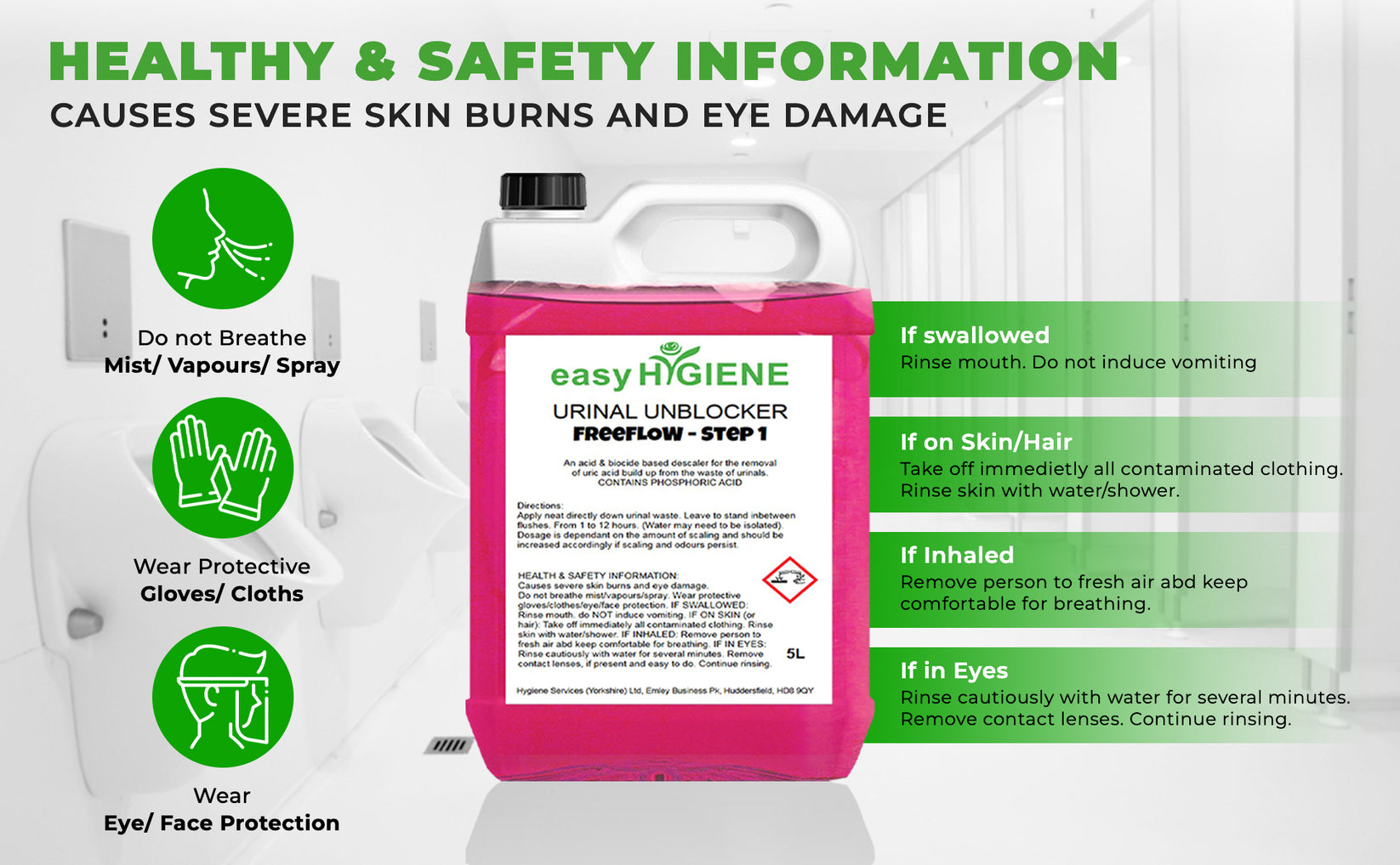 URINAL FreeFLOW Descaler Cleaner for URIC ACID scale build up limescal ...